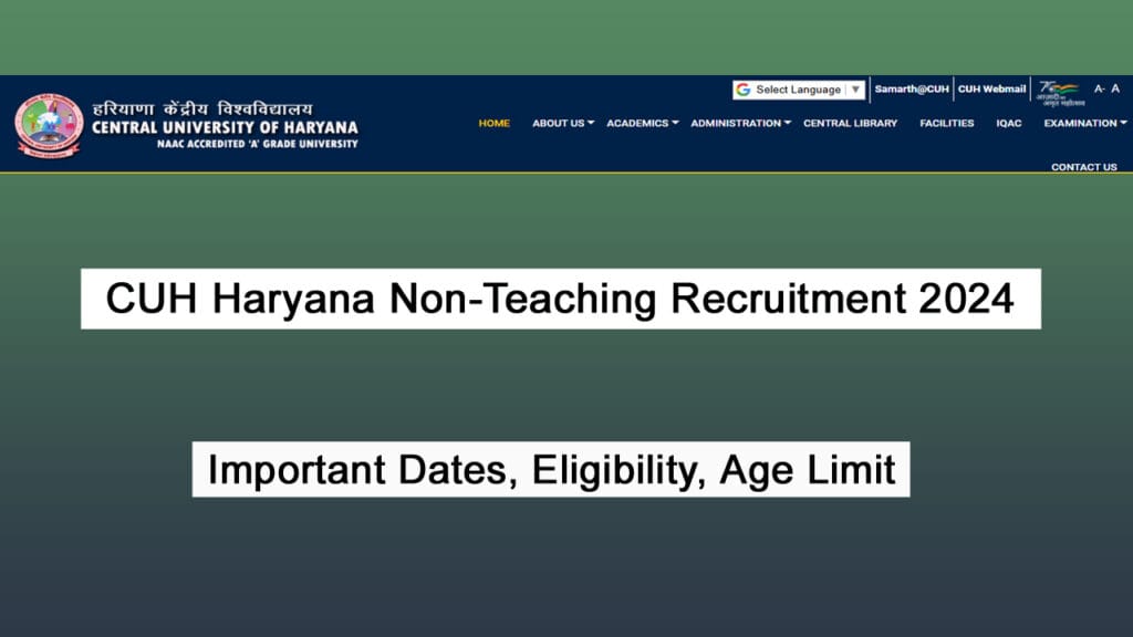 CUH Haryana Non-Teaching Recruitment 2024, Apply Online