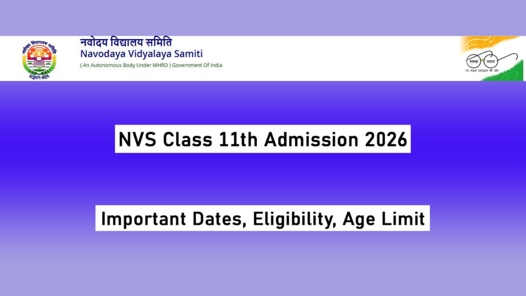 NVS Class 11th Admission 2026: Apply Online