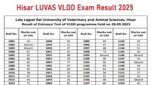 Hisar LUVAS VLDD Result 2025: LUVAS हिसार वीएलडीडी कोर्स रिजल्ट जारी